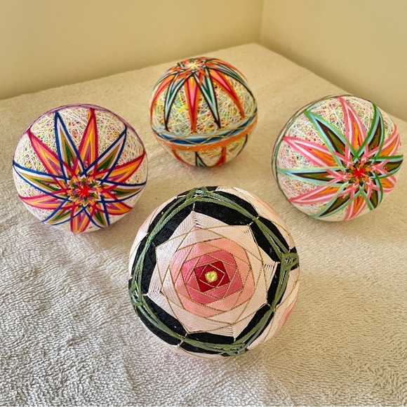 Art | Handcrafted Japanese Temari Ball Set 4 Pieces | Poshmark